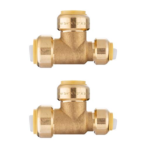 EFIELD Hoger 3/4"x 1/2" x3/4" Tee Push-Fit Fitting to Connect Pex, Cop — EFIELD PEX